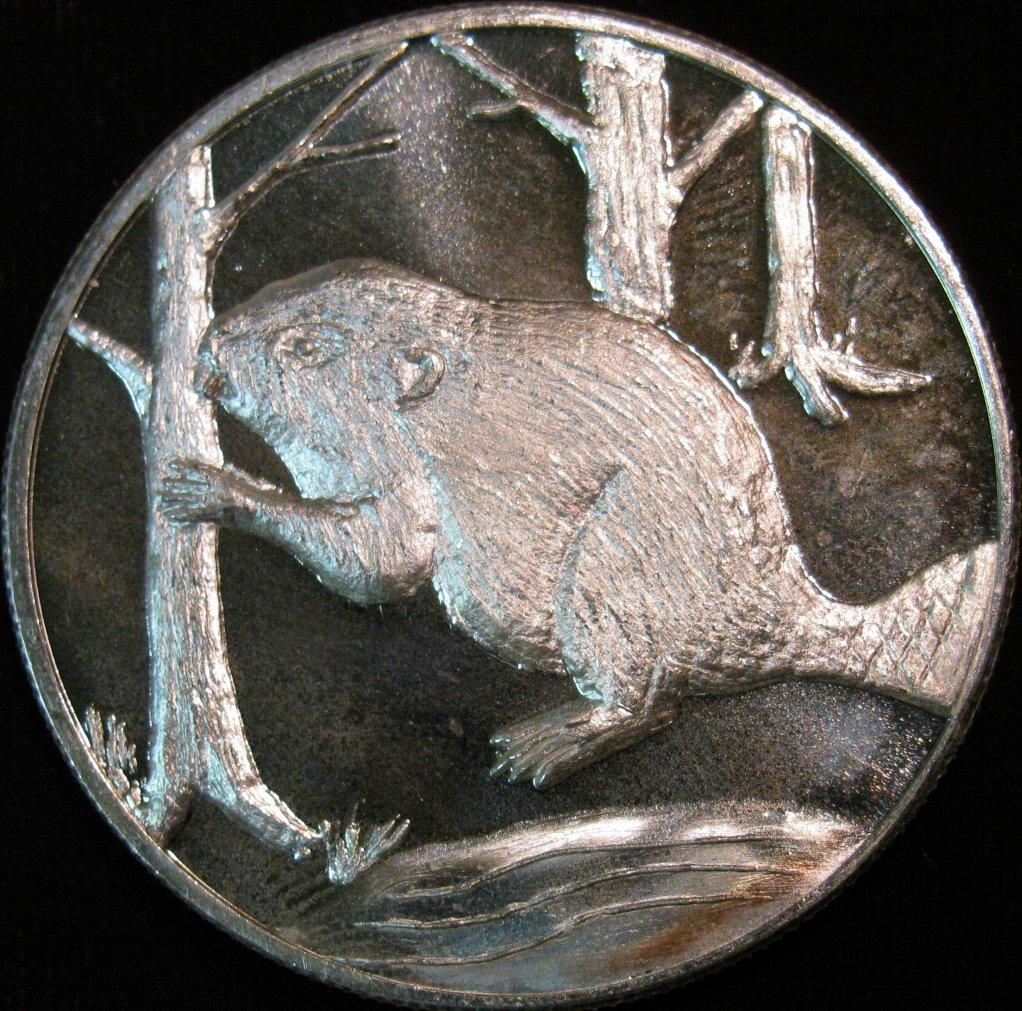 1499. Proof Silver Beaver. .999 Fine One Ounce Silver.