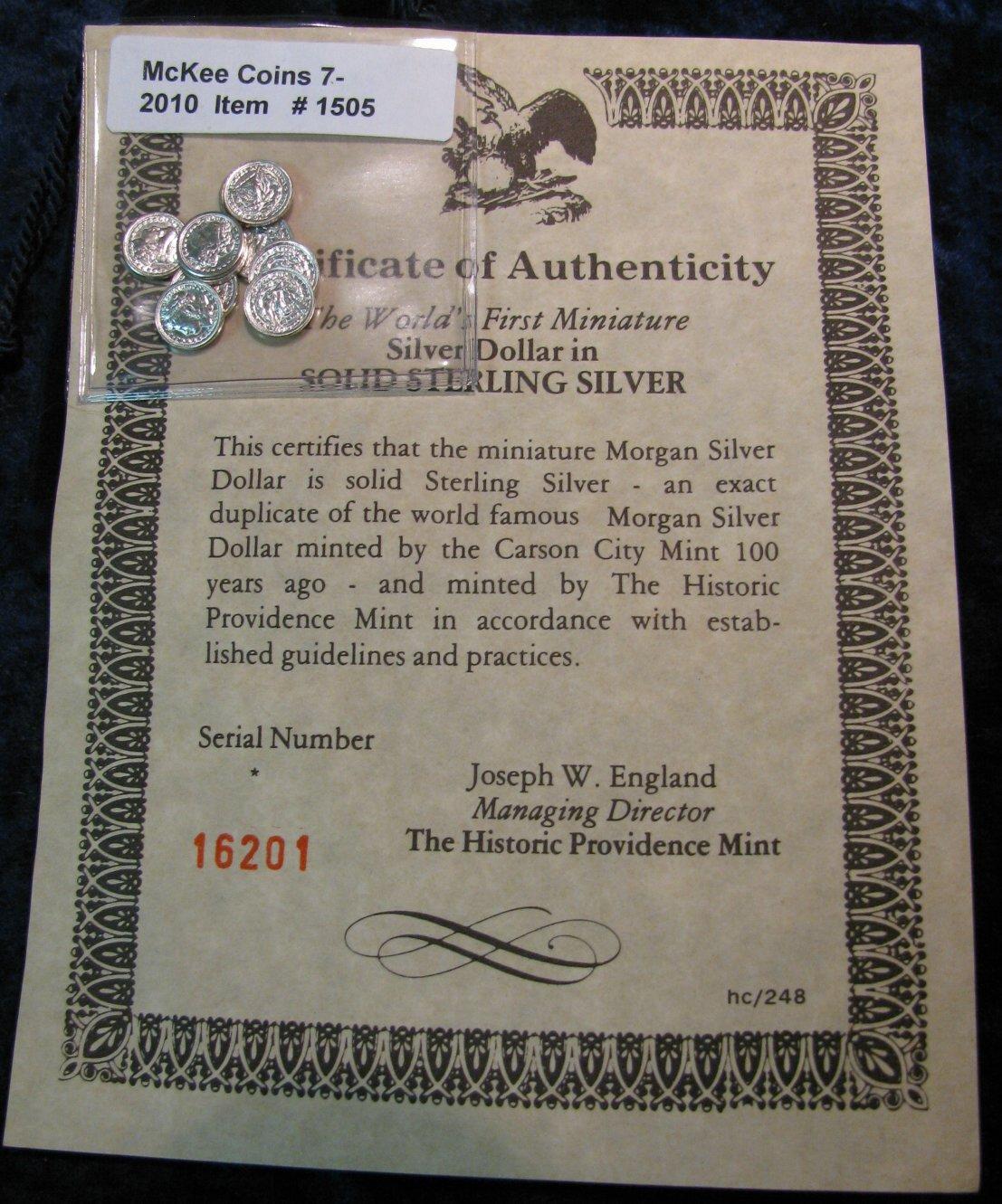 1505. (9) Miniature Solid Sterling Silver Morgan Dollars with