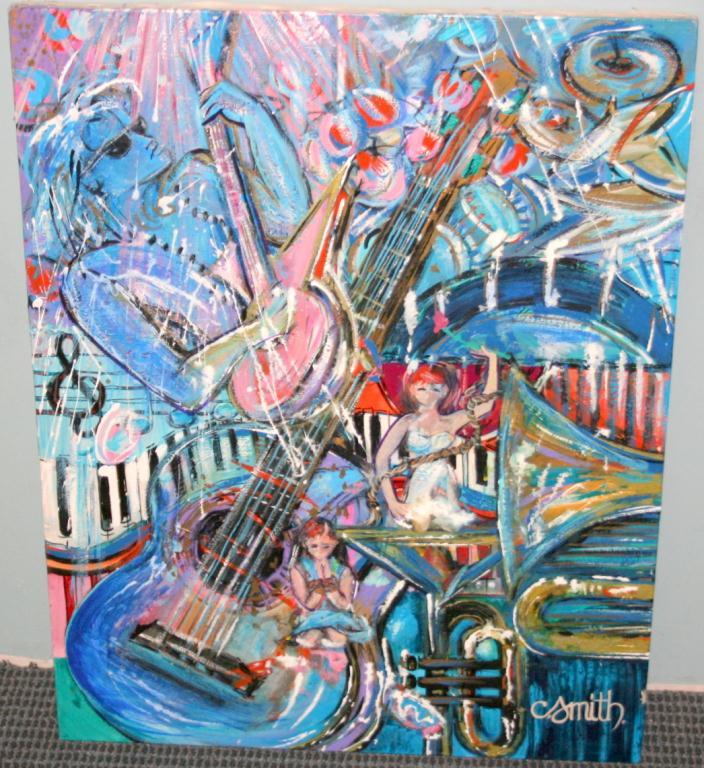 Acrylic Oil on Canvas of Musical Instruments