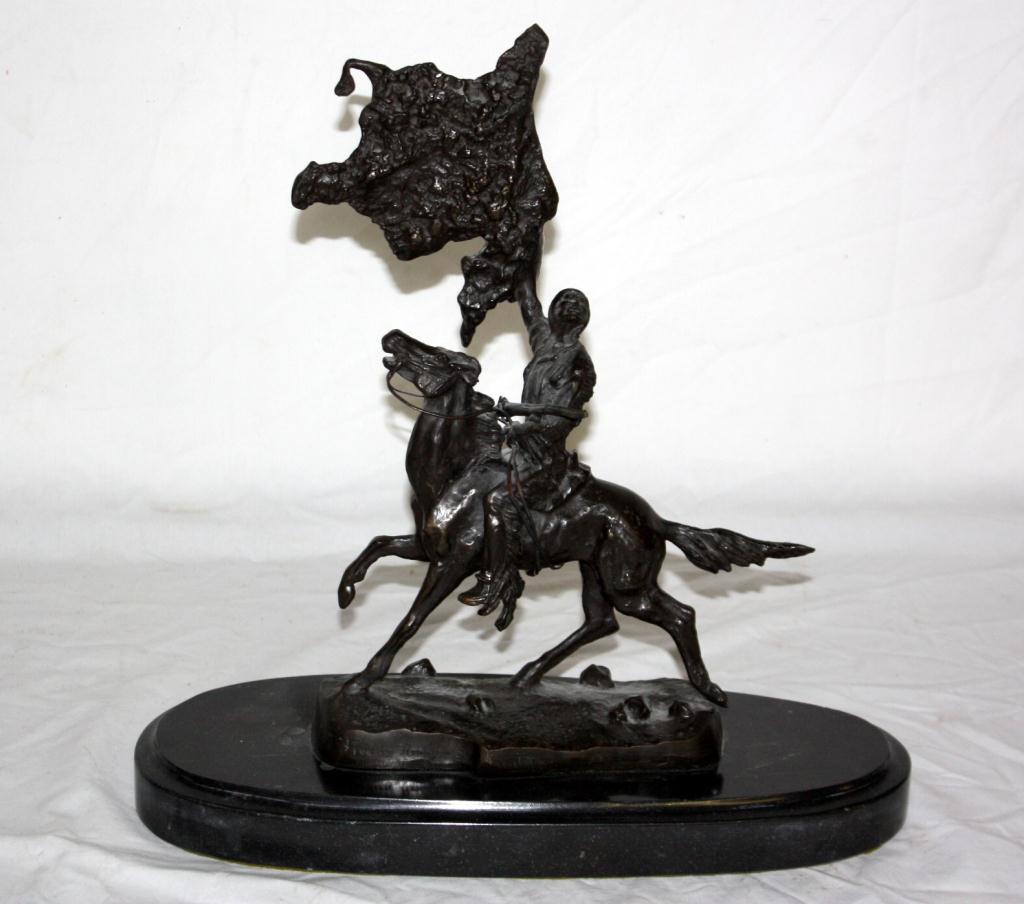 Reproduction Bronze, Remington, Indian On Horse.