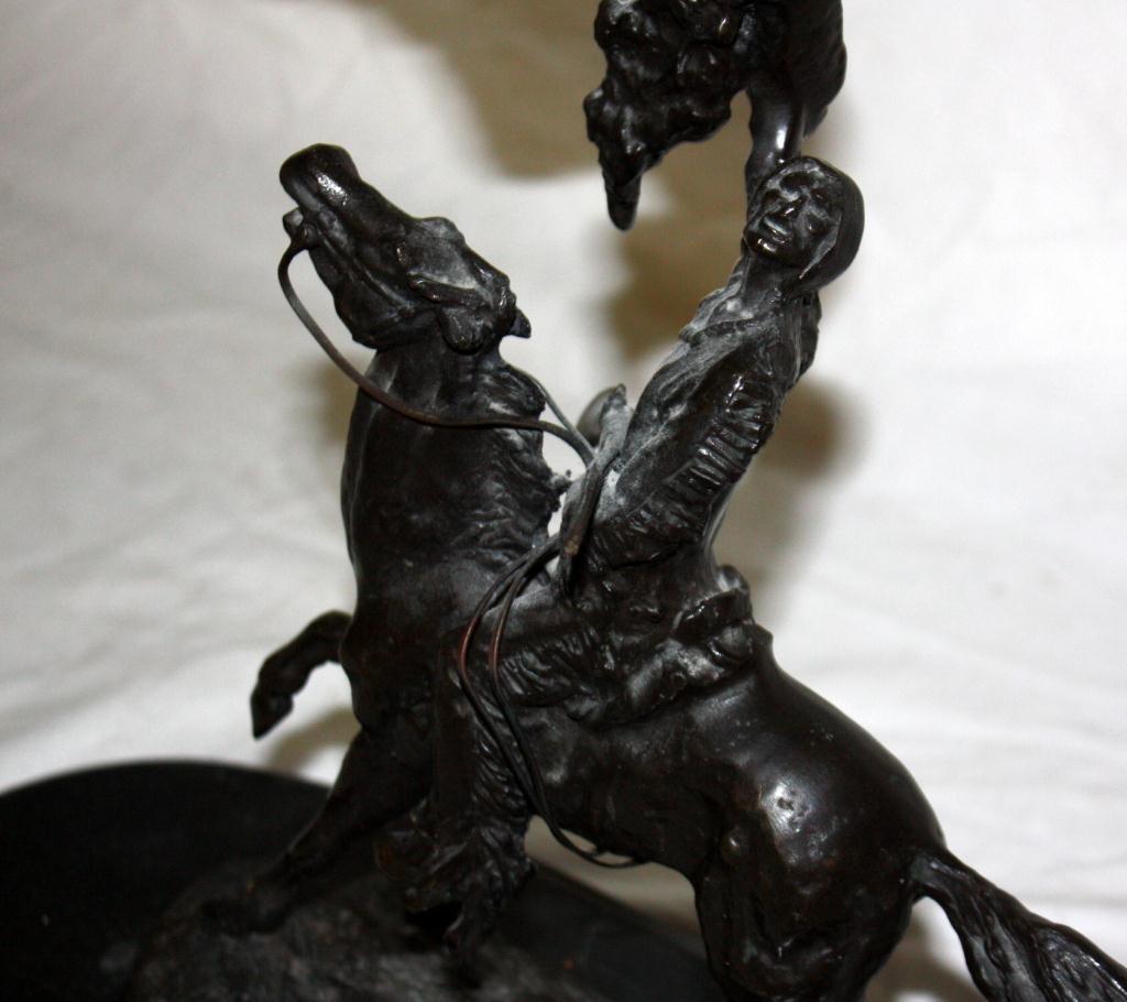 Reproduction Bronze, Remington, Indian On Horse.