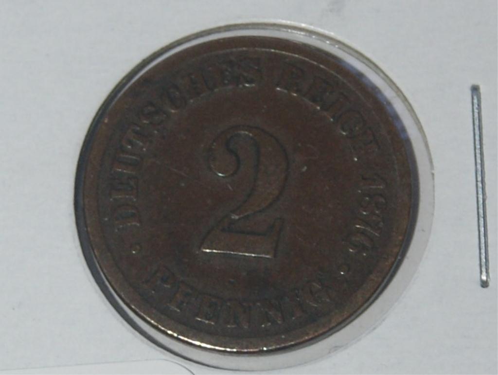 1876 Rare German 2 Pfennig Coin