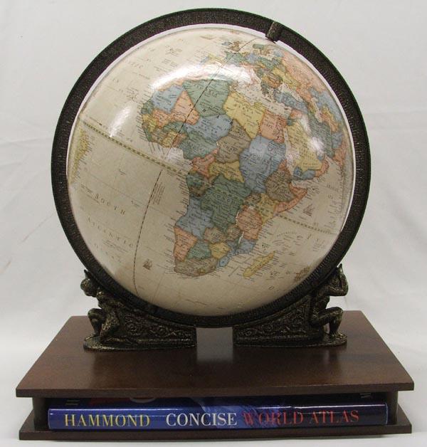 George F. Cram Company's Classic Globe With Stand And World Atlas