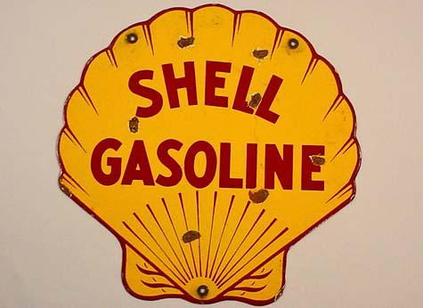 ANTIQUE SHELL GASOLINE PORCELAIN ADVERTISING SIGN