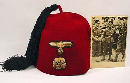 WW2 GERMAN NAZI WAFFEN SS MAROON FEZ HAT - Include