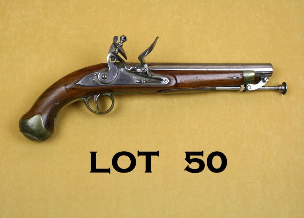 Tower flintlock pistol, .65 cal., 9” polished barrel, swivel ramrod ...