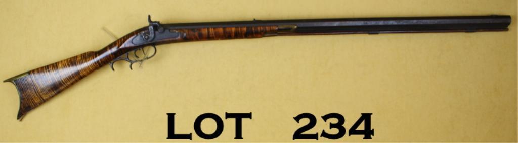 Half stock percussion plains type rifle, .45 caliber, 35” barrel, 51 ...