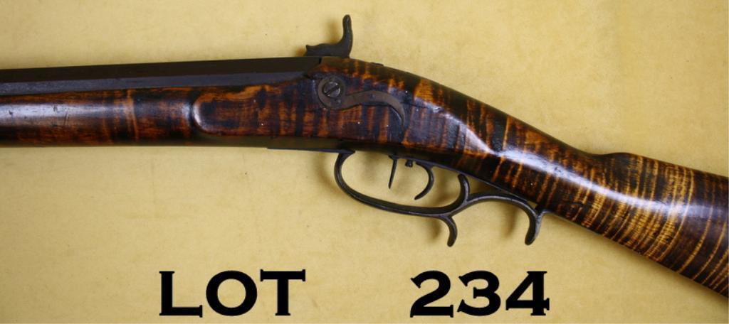 Half stock percussion plains type rifle, .45 caliber, 35” barrel, 51 ...