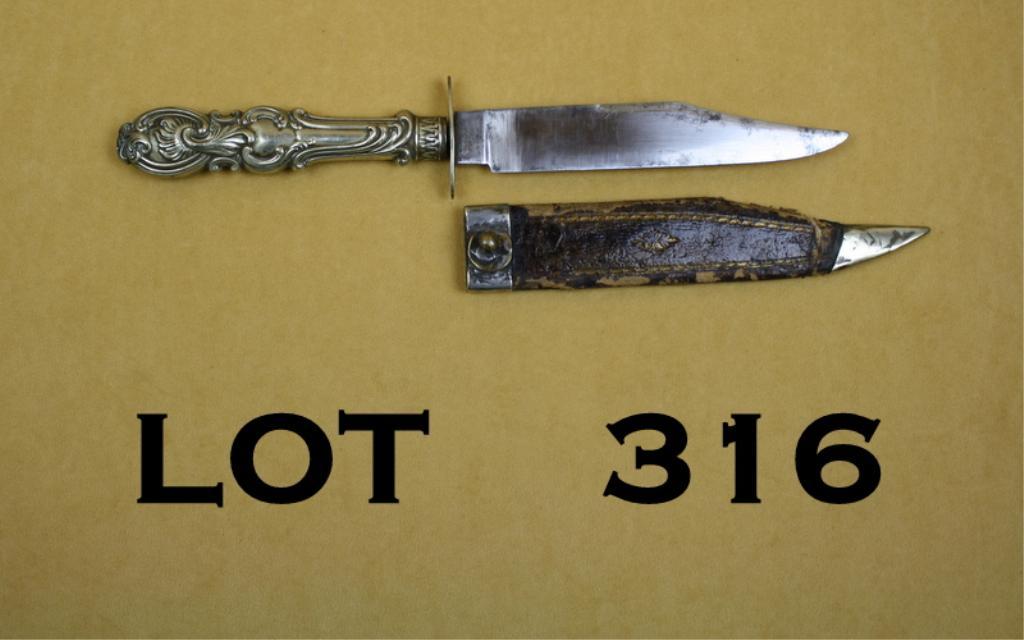 Clipped point bowie knife marked “R. Lingard Pea Croft Sheffield” with ...