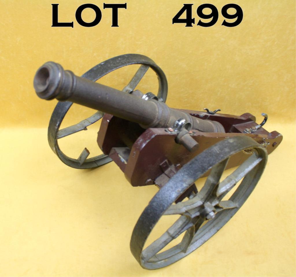 Italian black powder miniature cannon with cast iron barrel and wood ...