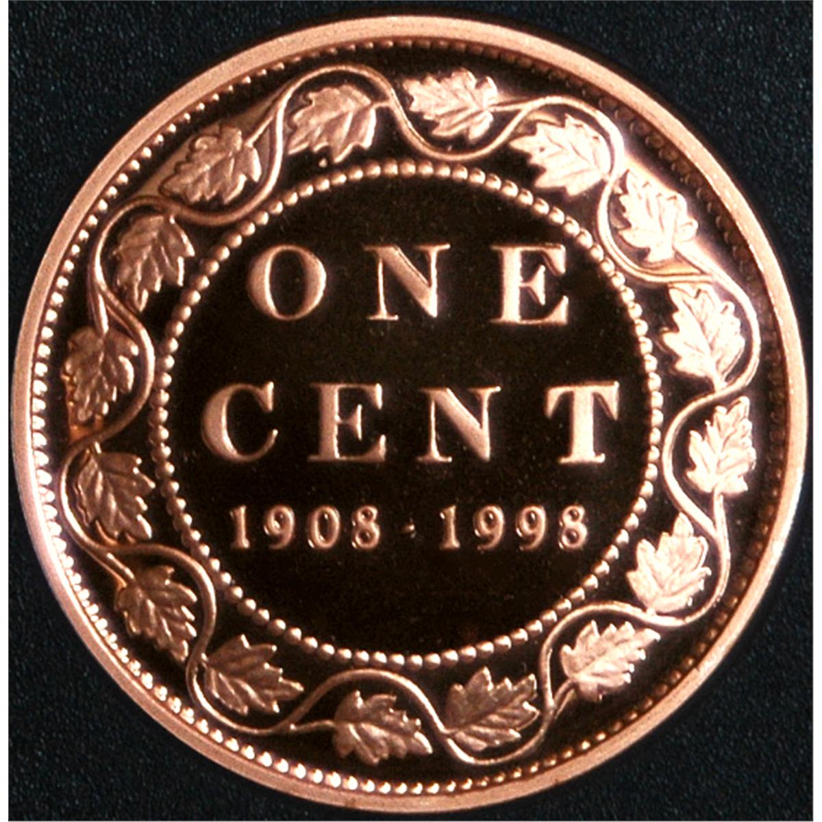 BEAUTIFUL 1908-1998 CANADA LARGE CENT SILVER WITH BRONZE PLATE-PR DCAM