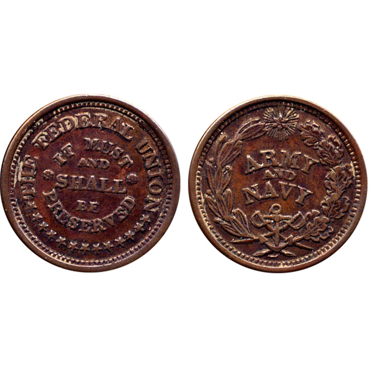 c.1863 CIVIL WAR TOKEN-ARMY NAVY
