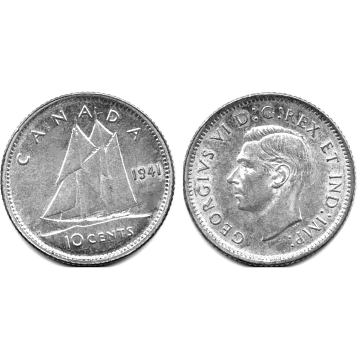 HIGH GRADE 1941 CANADA SILVER DIME-CH BU+