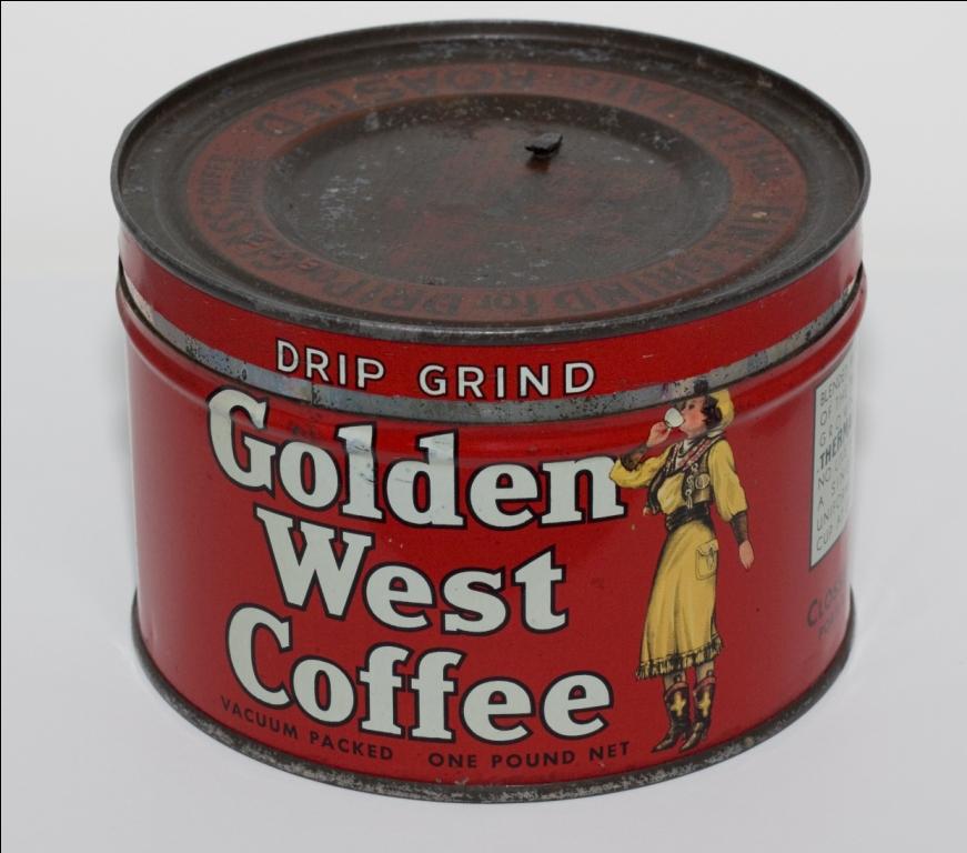 1-Pound Golden West Key-Wind Coffee Tin