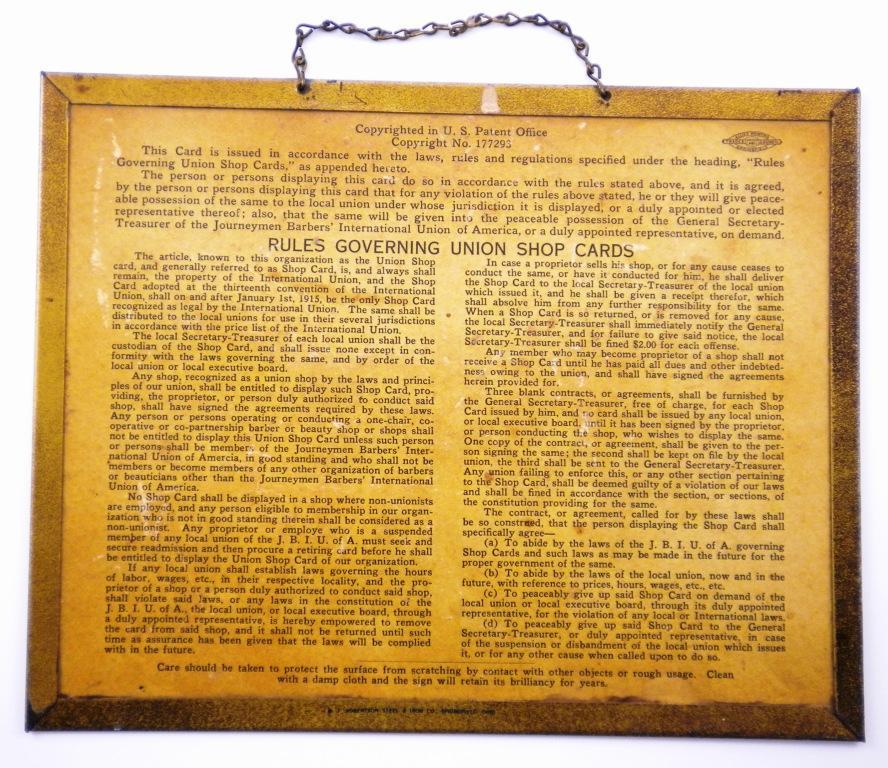 Barber Shop Union Shop Sign