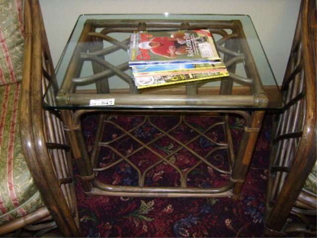 DECORATIVE GLASS TOP END TABLE Extra Sequence #: "PULLED" FROM AUCTION ...