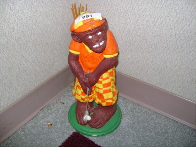GOLFING MONKEY STATUE