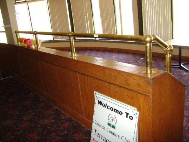 BRASS RAILING OAK WALL, OAK PANELING