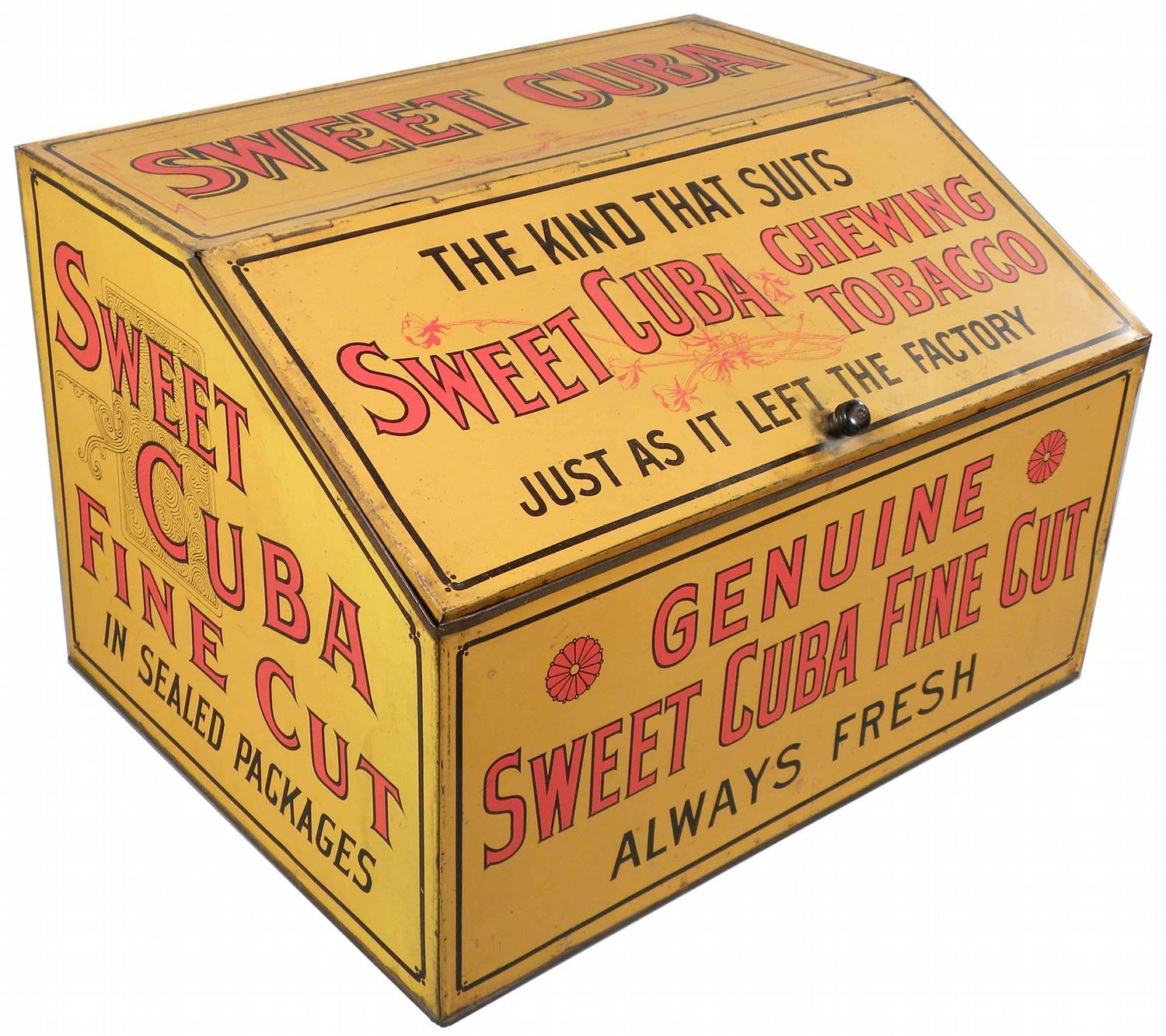 Sweet Cuba Fine Cut Chewing Tobacco. Tin Store Bin