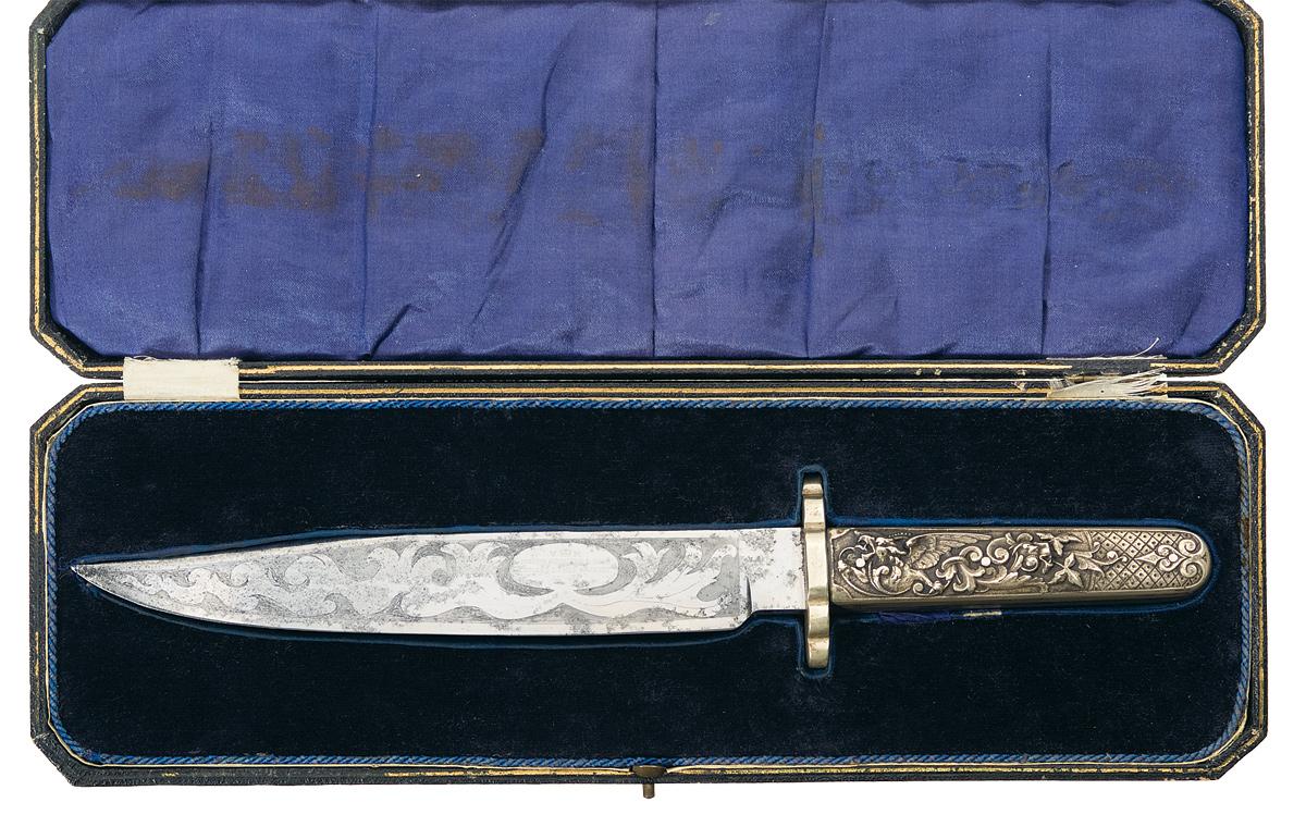 Magnificent Cased Joseph Rodgers & Sons Exhibition Quality Bowie Knife