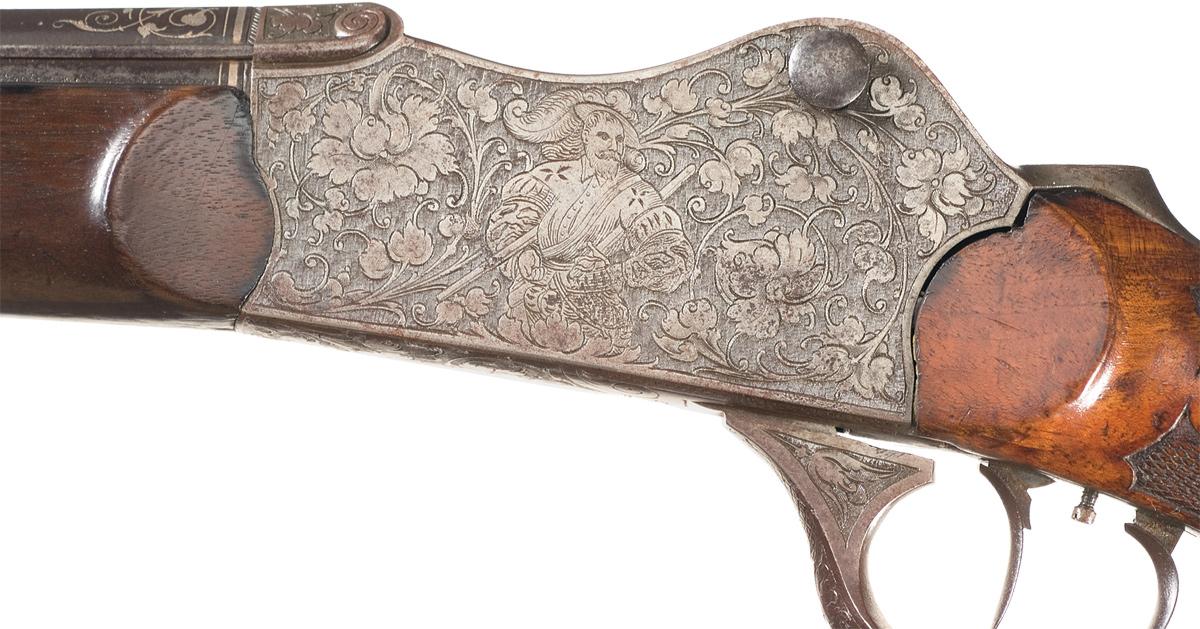 Engraved German Martini Single Shot Schuetzen Rifle