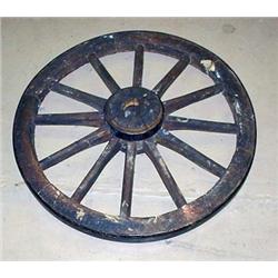 ANTIQUE PRIMITIVE WAGON WHEEL - Wooden with Steel