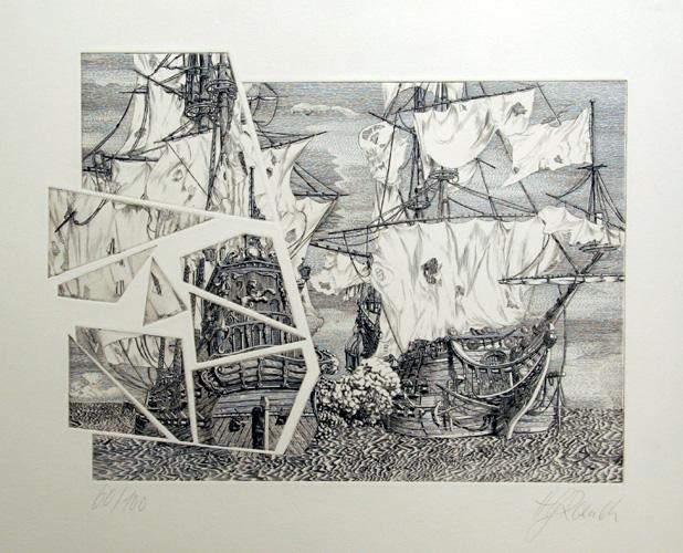Hans Georg Rauch, Galleons Suite of 5 Etchings