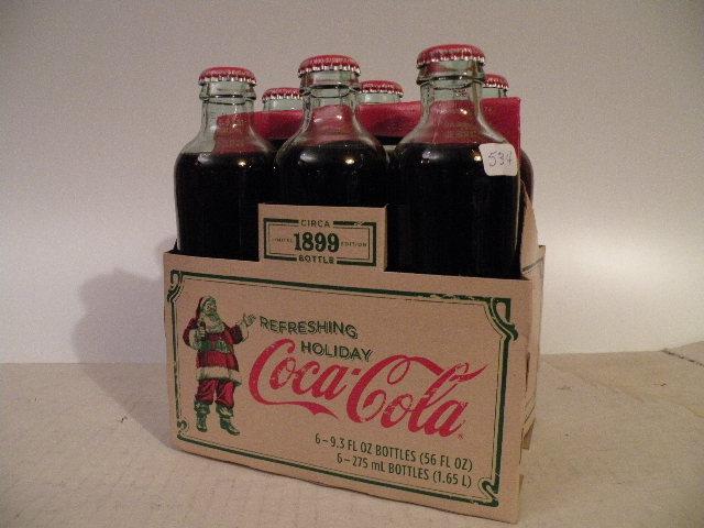 6 pack of coca cola straightside bottled- remake of the 1899 bottle