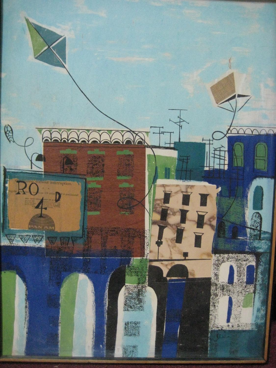 Ben Shahn Mixed Media Painting. New York