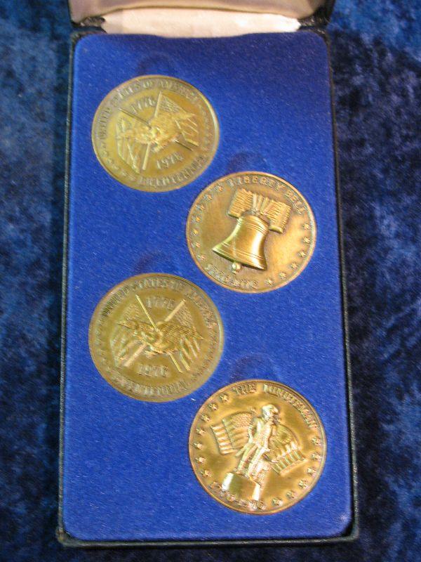 1151. 1776-1976 4-Piece Bronze Bicentennial Medal Set.