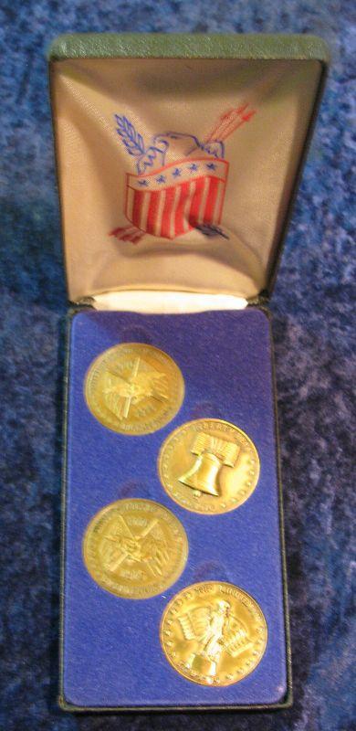 1151. 1776-1976 4-Piece Bronze Bicentennial Medal Set.