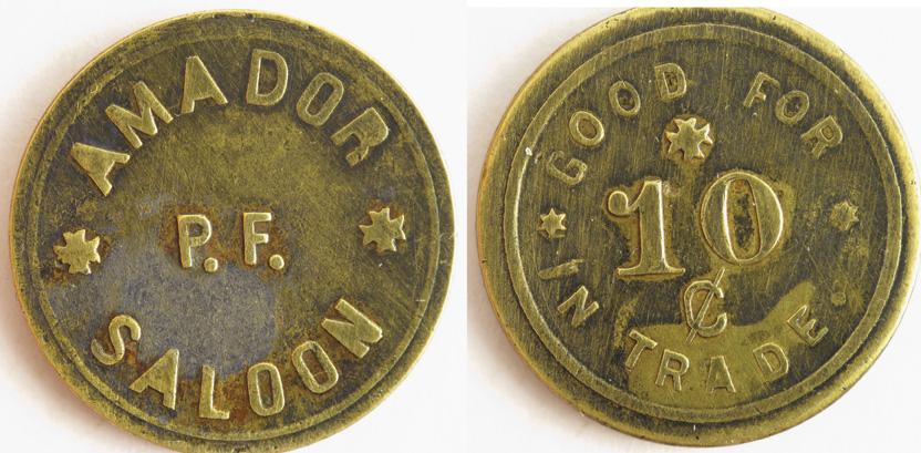Amador City,CA - Amador Saloon Token : 10c