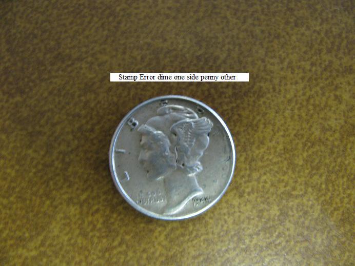 1944 US Dime Wheat Penny Stamp Error