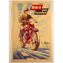 VINTAGE BSA MOTORCYCLE ADVERTISING SIGN - Heavy pa