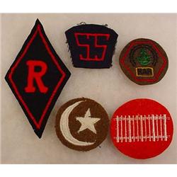 LOT OF 5 WW1 US ARMY DIVISION SHOULDER PATCHES - W