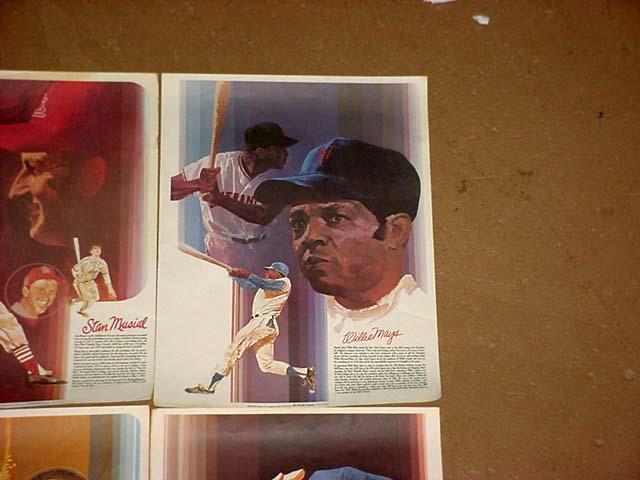 LOT OF 4 VINTAGE COCA-COLA BASEBALL GREATS POSTERS