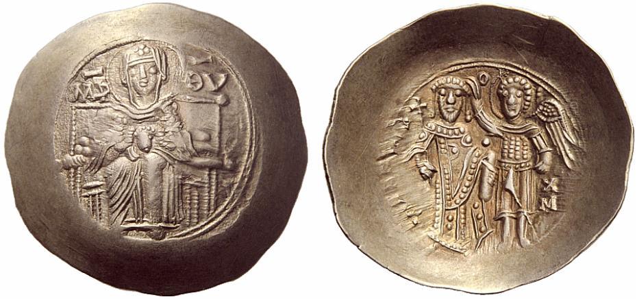 Byzantine Emp. Isaac II Angelus. Aspron trachy 1185-1195, EL 3.93g.