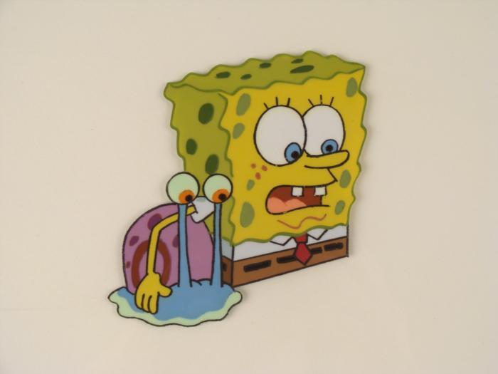 Original Spongebob Cel Production Holding Gary Art