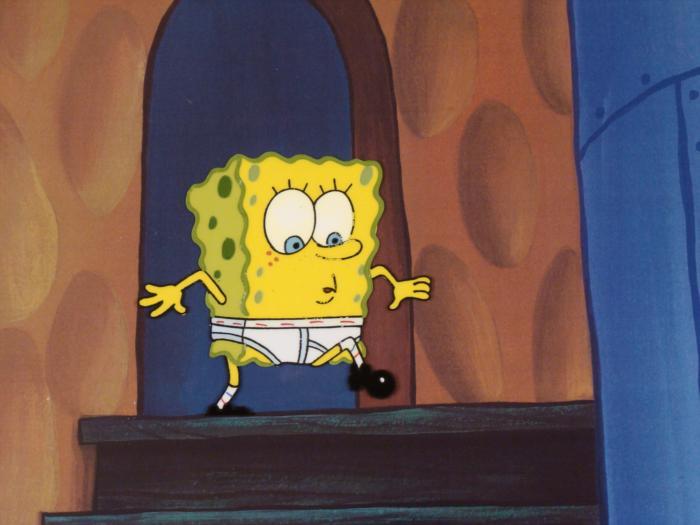Tiptoeing Down Original Animation Spongebob Cel Art