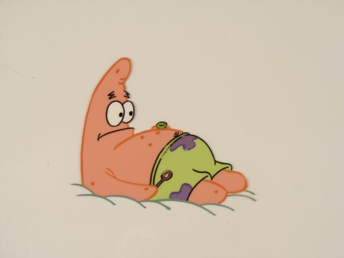 Production Original Spongebob Cel Patrick Blow Bubbles