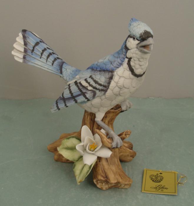 Lefton Blue Jay Vintage Hand Painted Bird Figurine