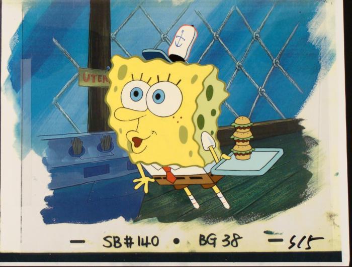 Interested Original Cel Animation Background SpongeBob