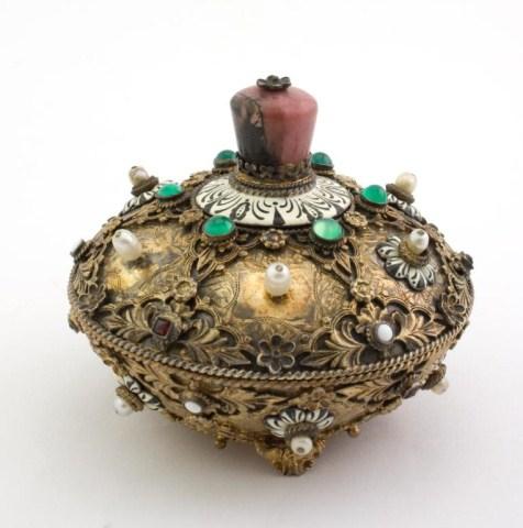ANTIQUE JEWELED PERSIAN COVERED BOX