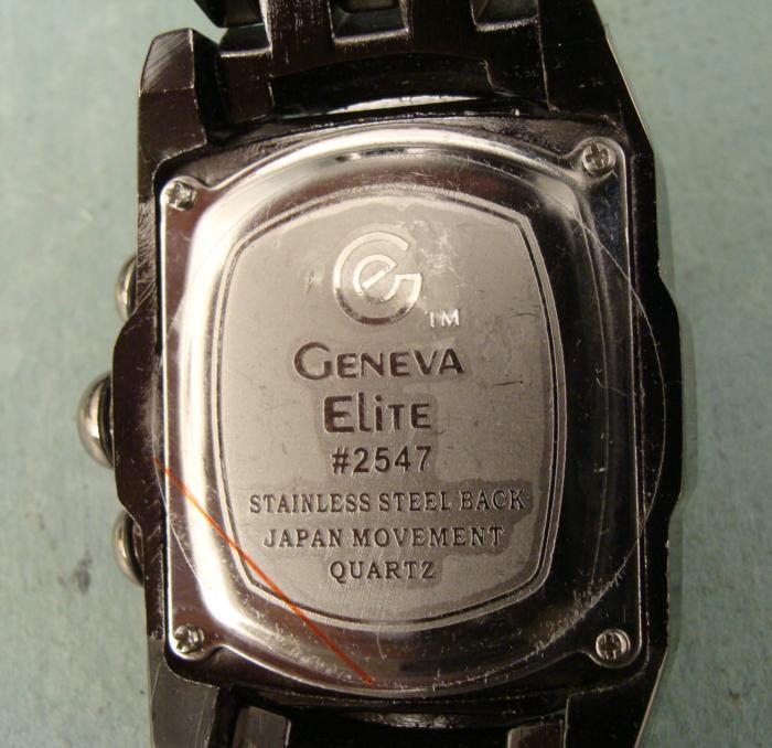 Geneva Elite Mens Floating Faux Diamonds Chrono Watch