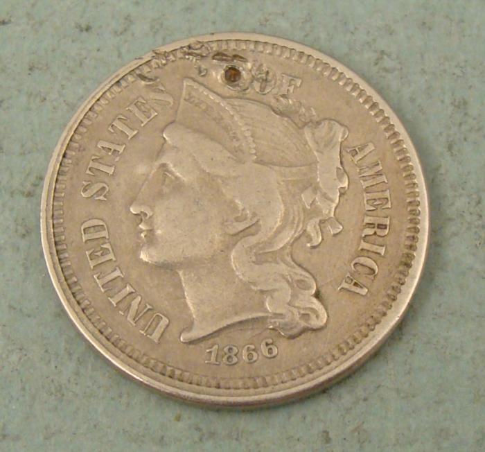1866 US 3 Cent Nickel Coin