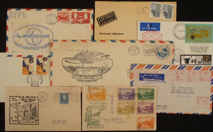 42 Foreign Air Mail Postmark Stamps Envelopes 1930s-