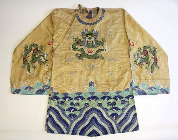 Old Chinese embroidered silk robe