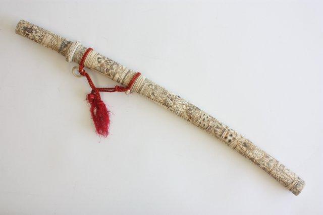 19th c. Chinese heavily carved ivory sword