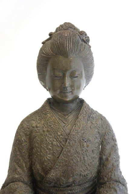 Japanese bronze "Kneeling Figure of Geisha Woman"
