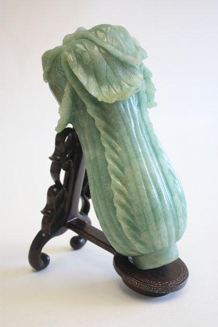 Jadite carved "Cabbage with Grasshopper" ca. 1920's.